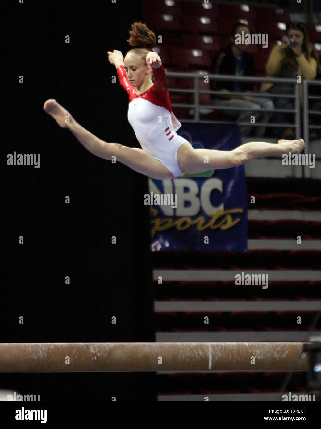 American gymnast Nastia Liukin performs her balance beam routine in the ...