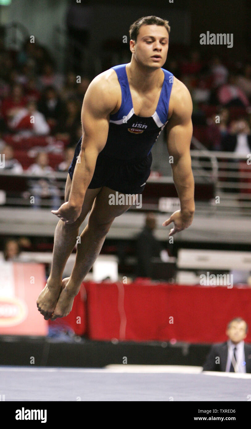 American gymnast David Durante performs his floor exercise routine in ...