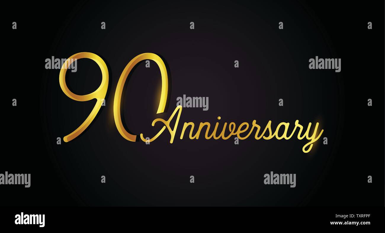90 anniversary logo concept. 90th years birthday icon. Isolated golden ...