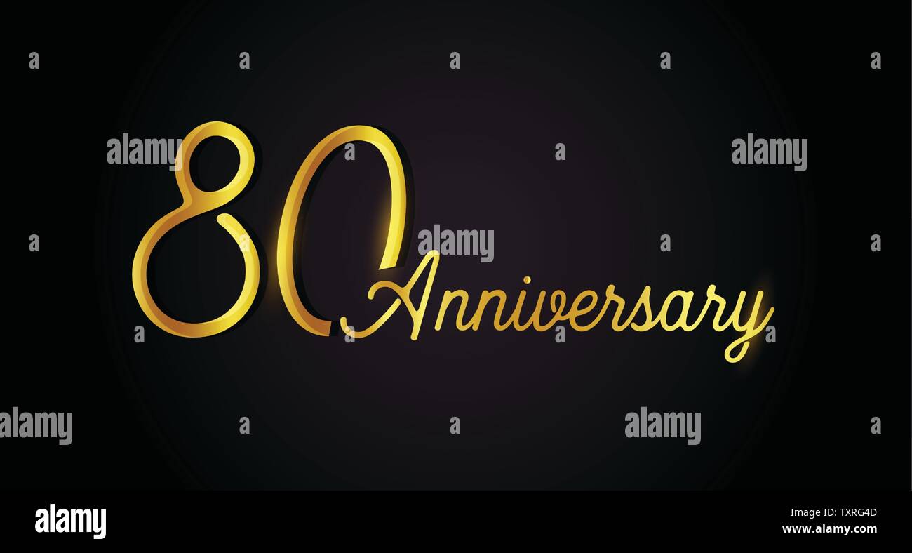 80 anniversary logo concept. 80th years birthday icon. Isolated golden ...