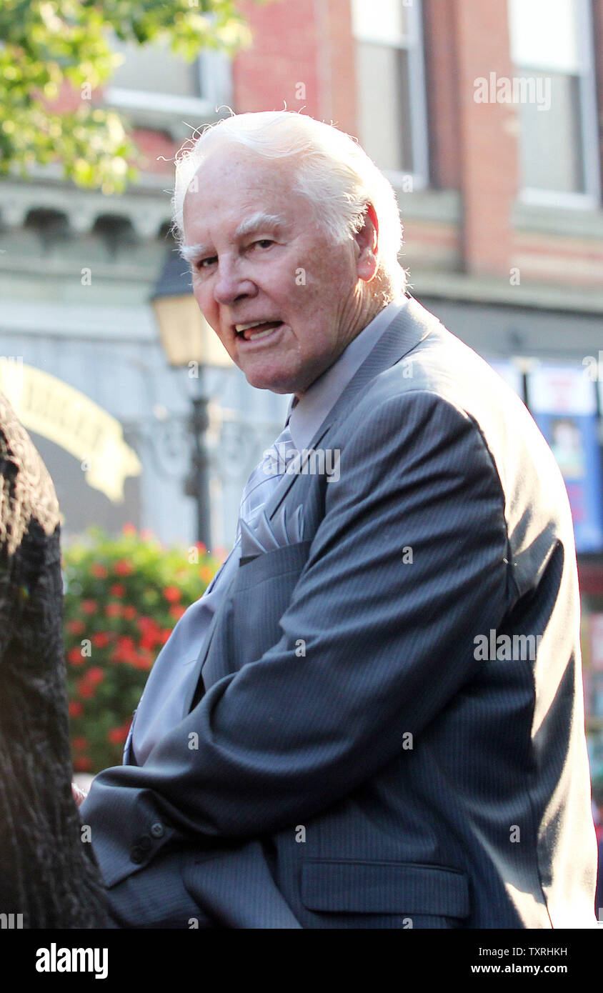 National Baseball Hall of Fame member Doug Harvey looks to the crowds ...