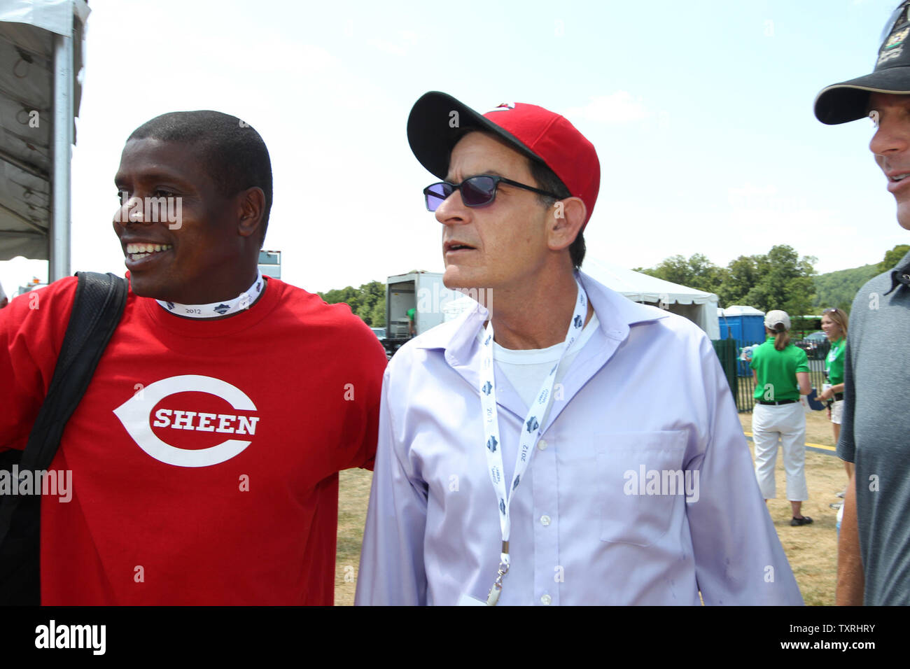 Actor Charlie Sheen arrives at the Clark Sports Center with friends for ...