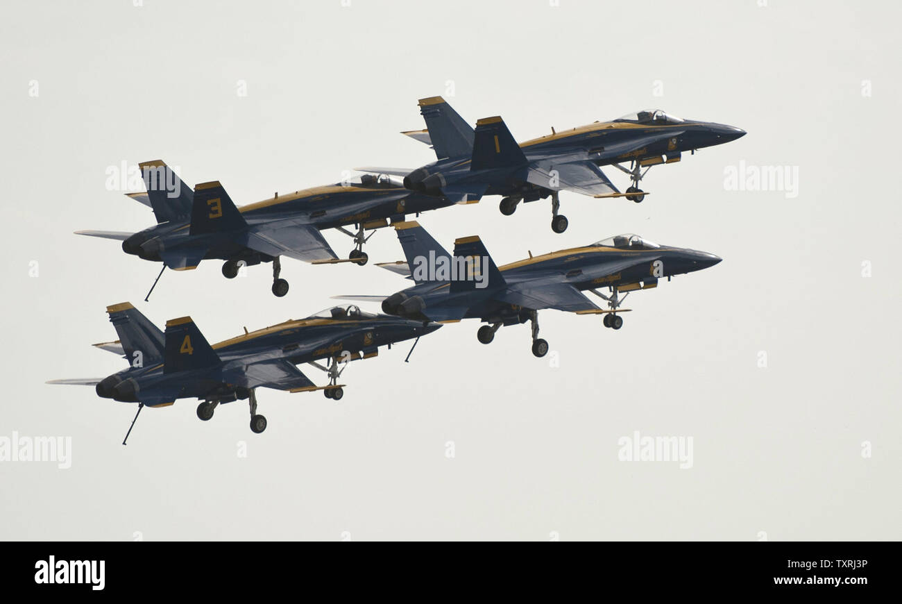 The U.S. Navy Blue Angles aerial demonstration squadron performs at the ...