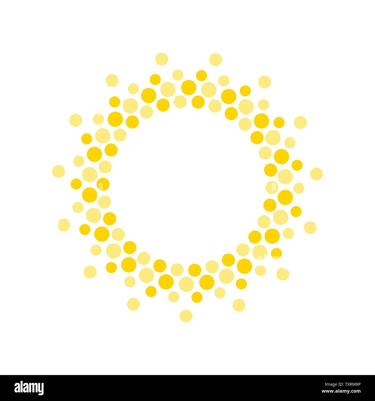 Summer symbol. Sun modern icon. Dots and points sunny circle shape ...
