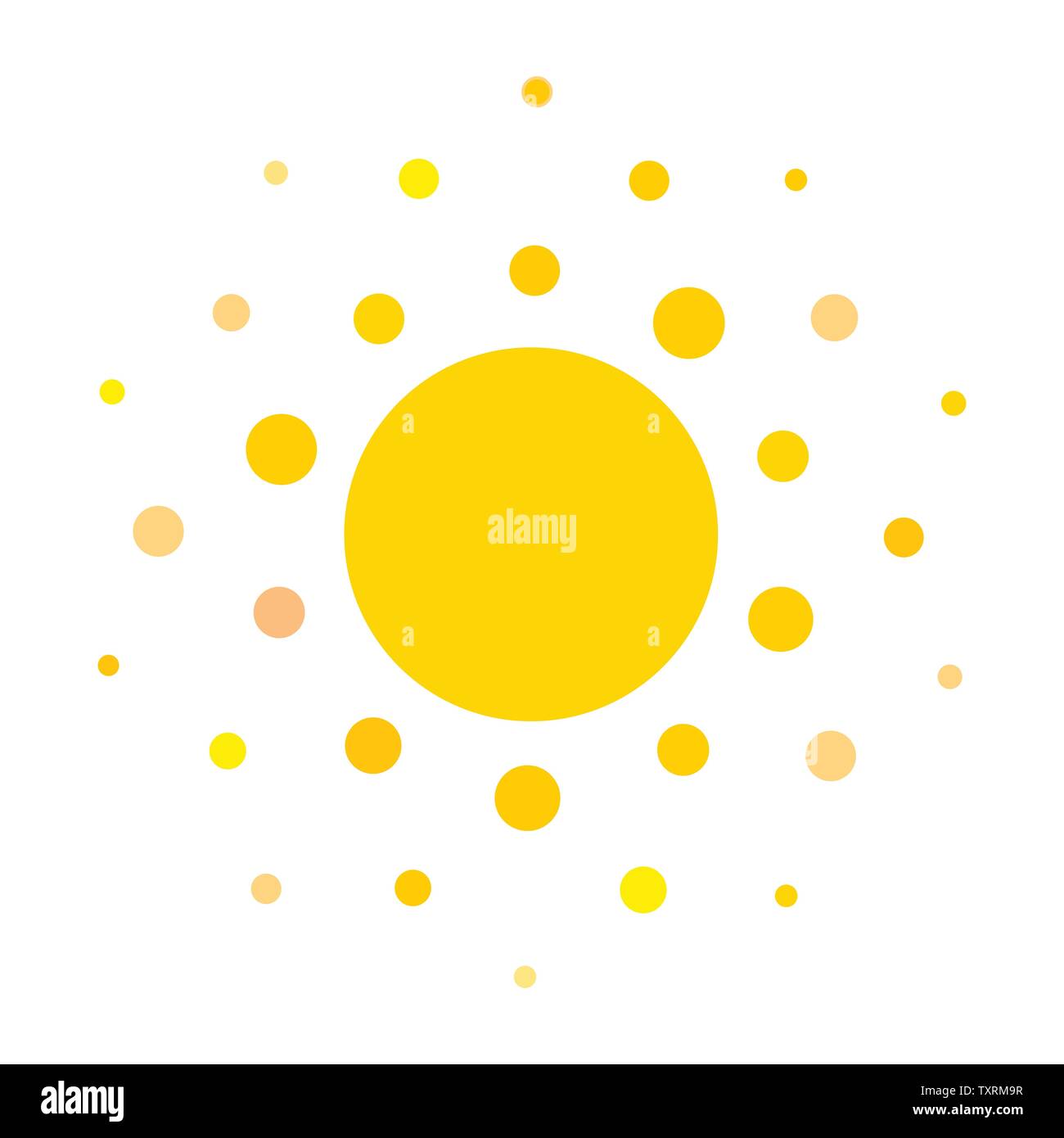 Summer symbol. Sun modern icon. Dots and points sunny circle shape ...