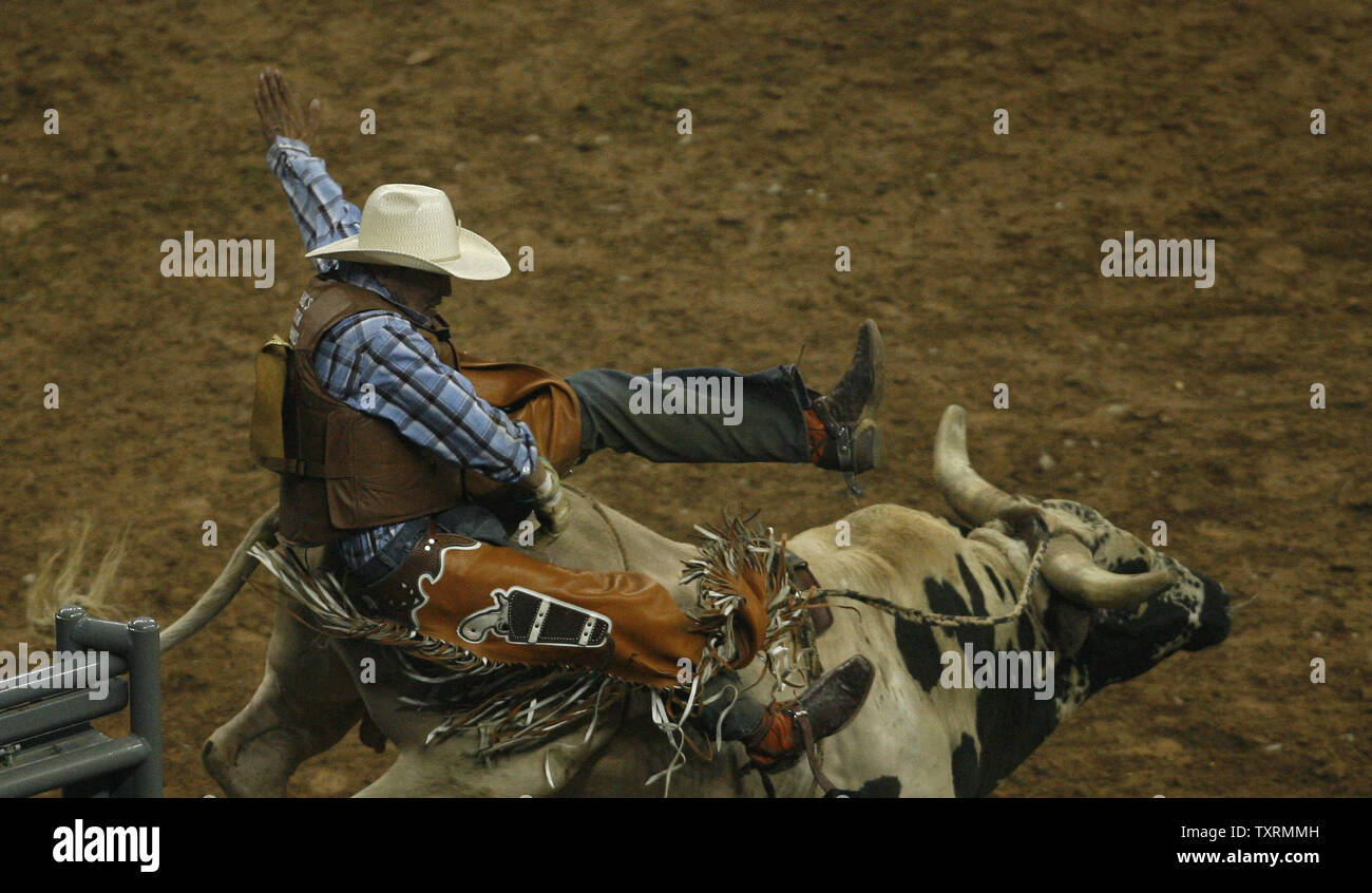 Spud Jones is thrown off from a bull during the PRCA Xtreme Bull Riding ...