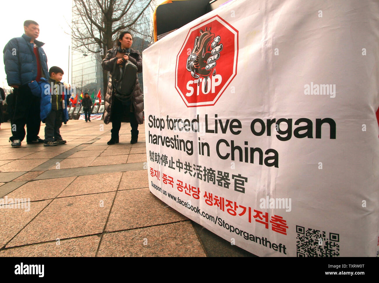 A Korean woman protests against a growing problem in China, the illegal ...