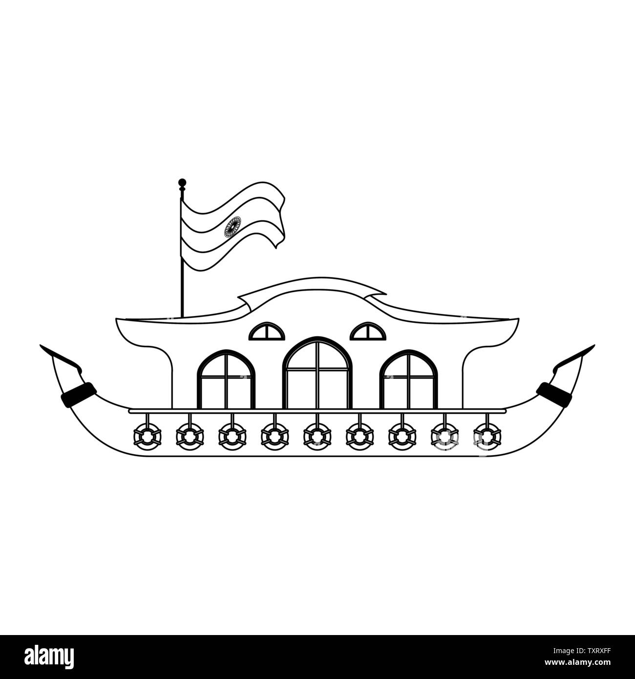 hindu ganges barge icon cartoon in black and white Stock Vector Image ...
