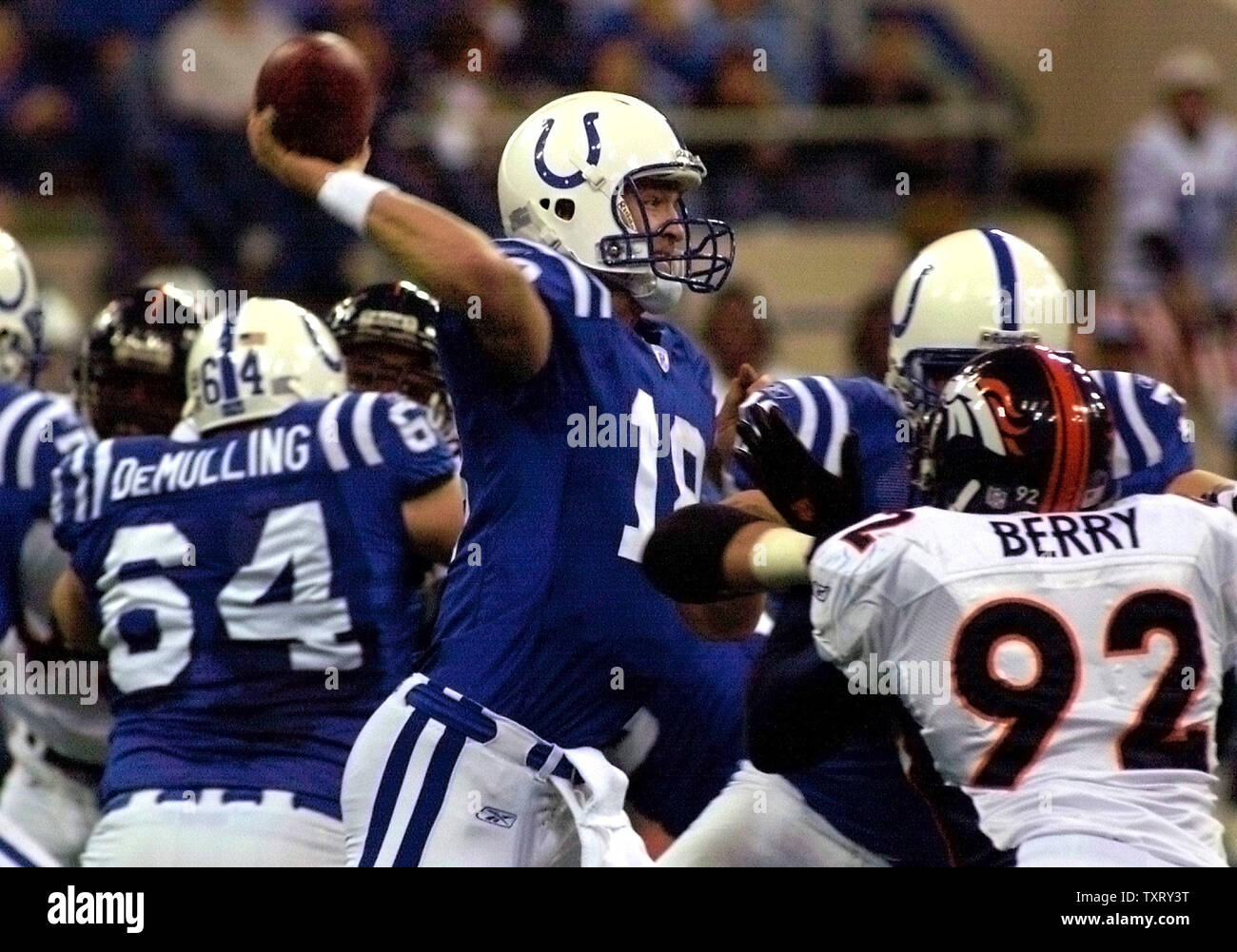 Indianapolis Colts quarterback Peyton Manning throws during the Indianapolis Colts 41-10 victory ...