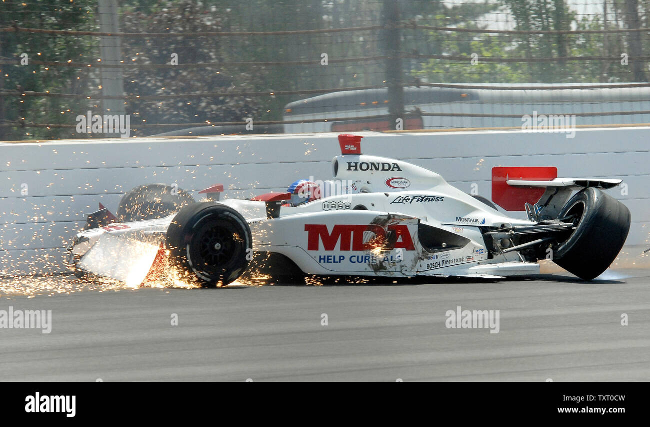 PJ Jones crashes into the wall in the second lap of the 90th running of ...