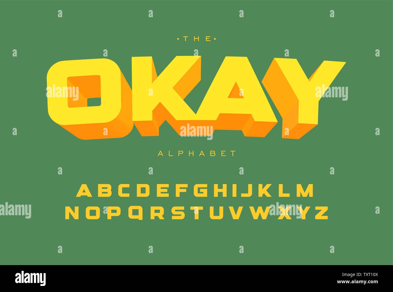 Bright alphabet template. Geometric simple bold font for headlines and ...