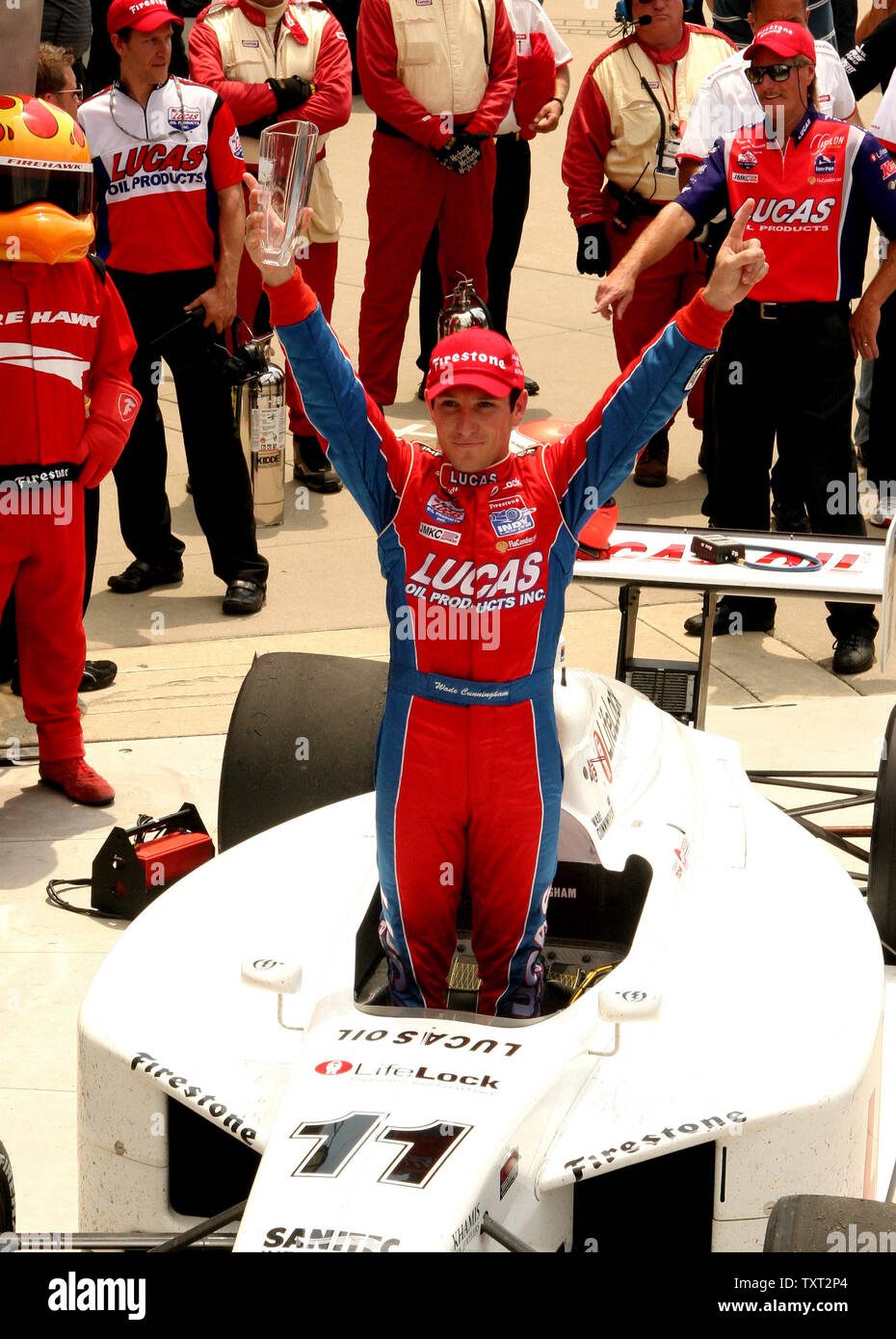 Wade Cunningham celebrates in victory lane after winning his second ...