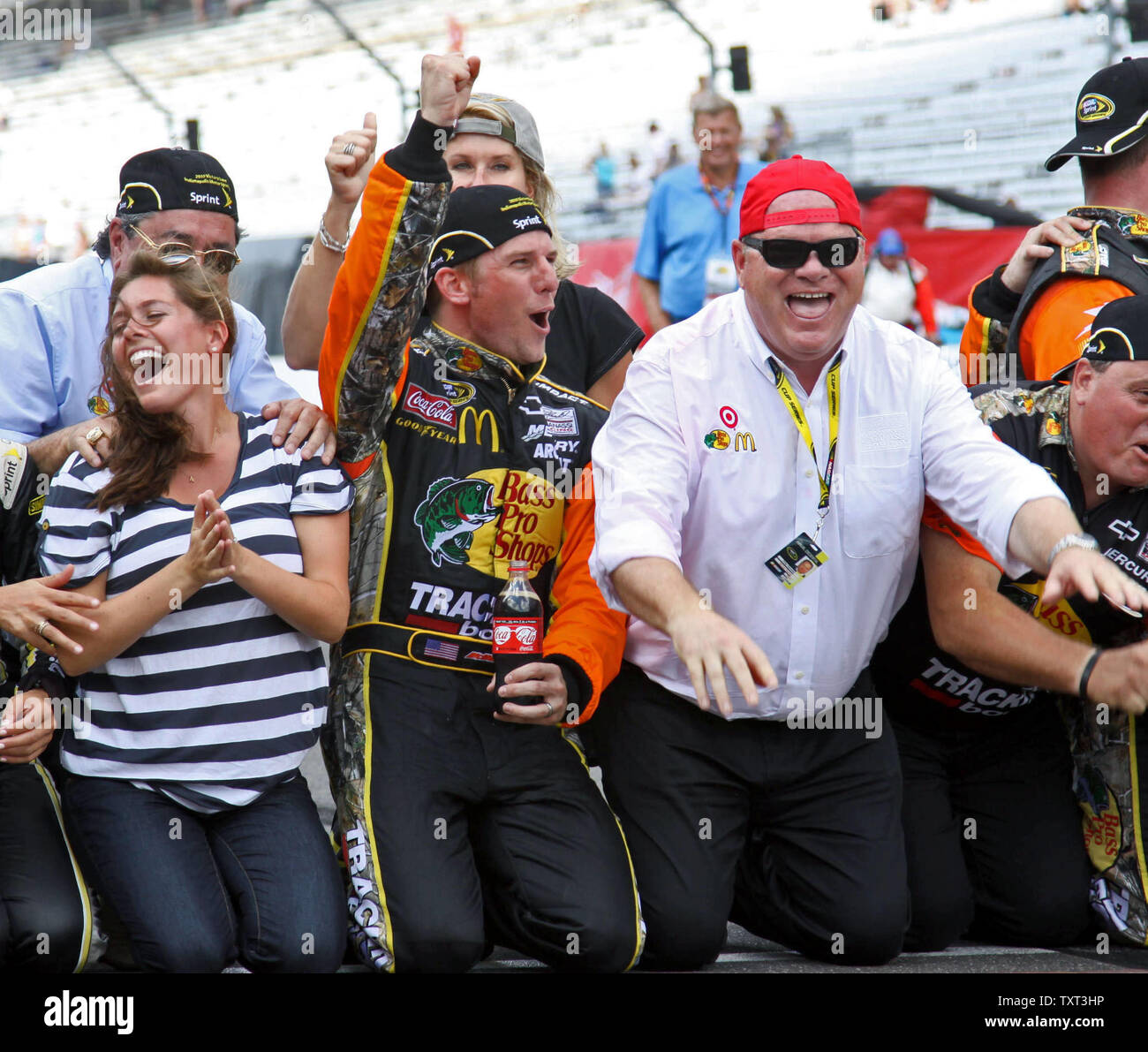 Jamie McMurray, winner of the Brickyard 400 and his wife Christy (on ...