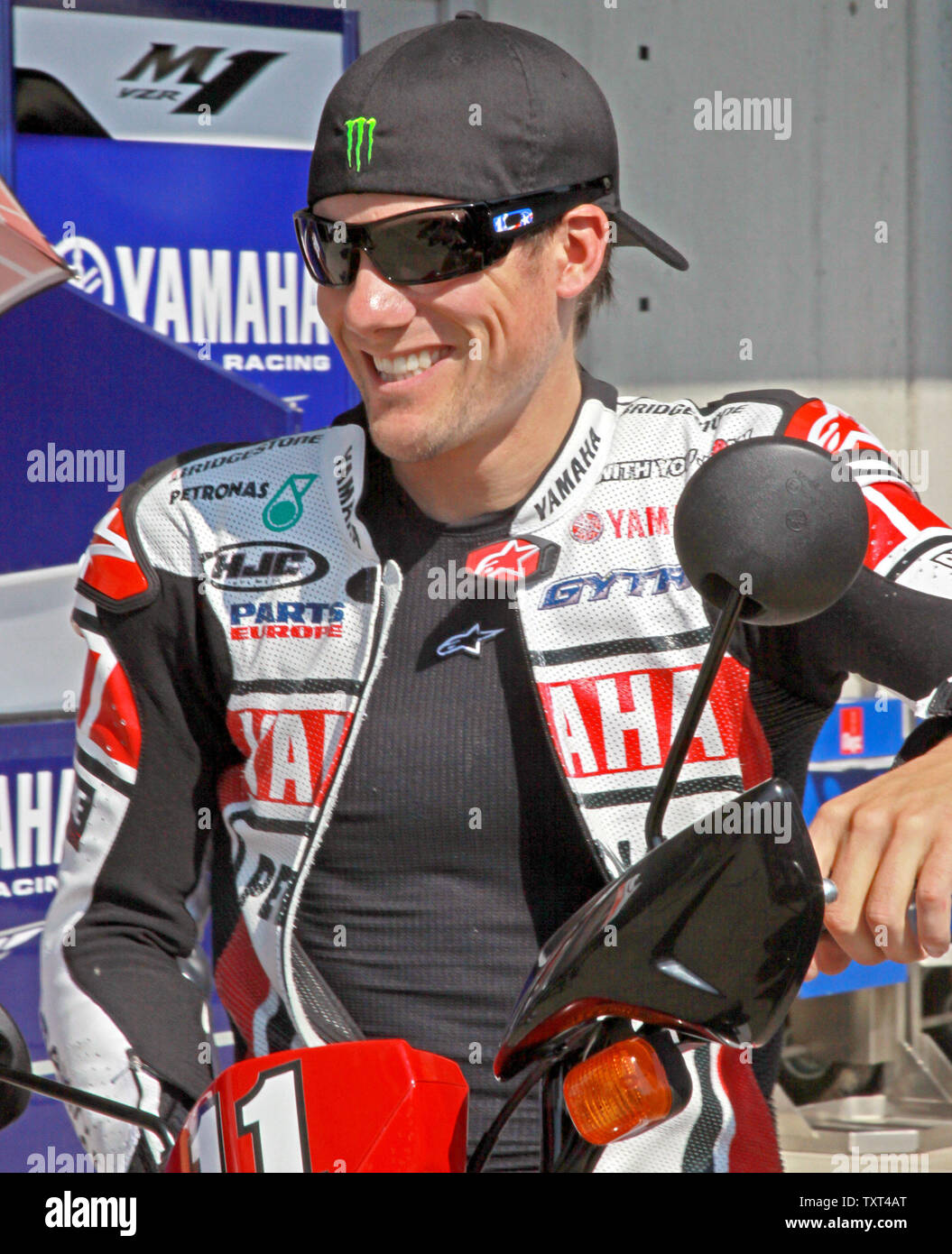 Ben Spies talks to fans before the Red Bull Moto GP qualifying at the ...