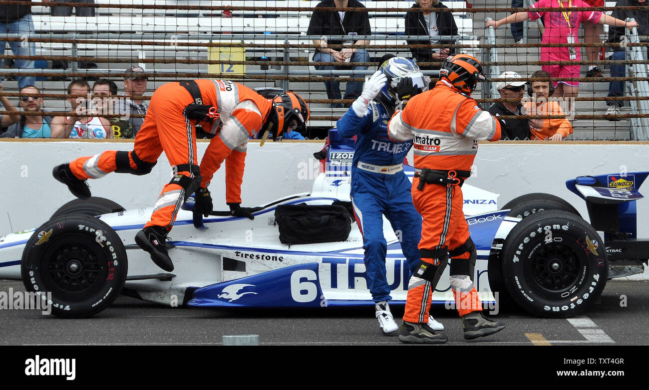 Sebastian Saavedra, of Colombia, angrily reacts after a crash takes him ...