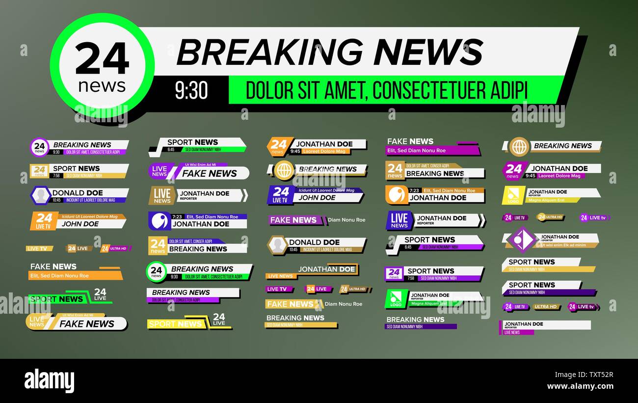 Interface Tv Breaking News Lower Bra Set Vector Stock Vector Image ...