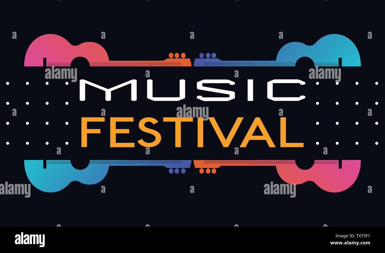 Music Festival hand drawn letters flat vector signboard Stock Vector ...
