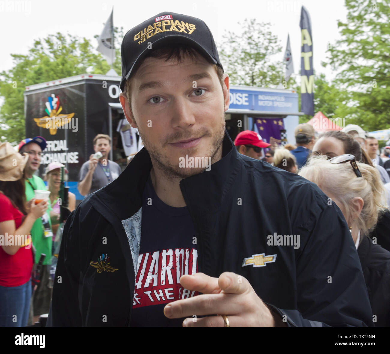 Actor Chris Pratt poses for a photographer before the NASCAR Sprint Cup ...