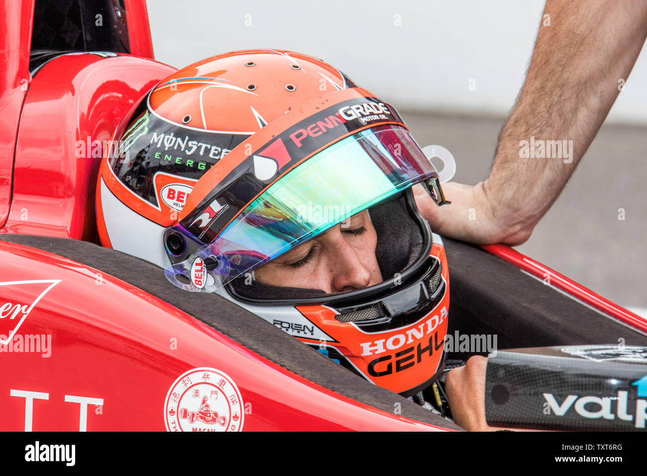 Graham Rahal pauses during practice for the 3rd running of the Grand ...
