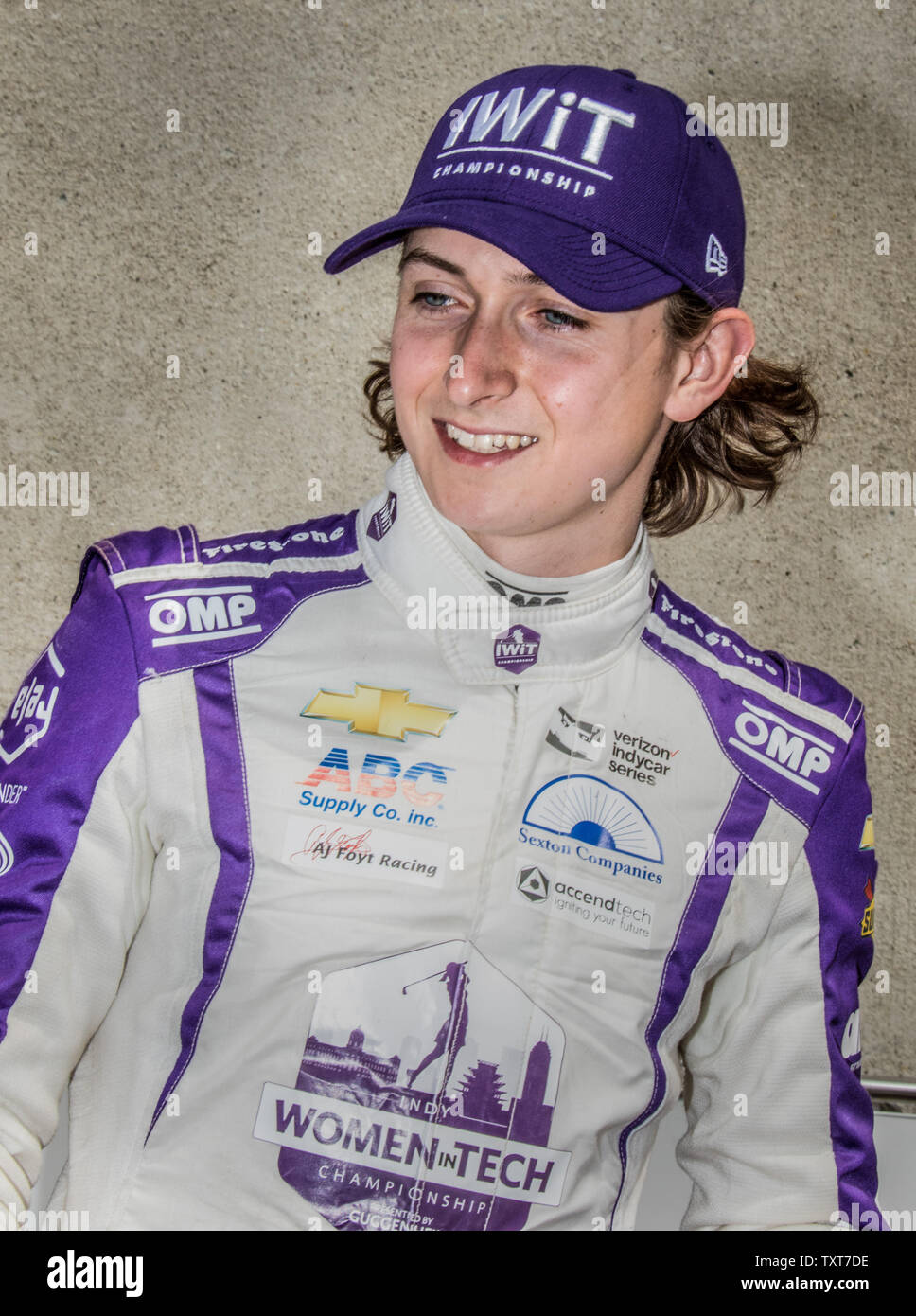 Rookie Zach Veach awaits the 40 MPH winds to die down in his garage ...