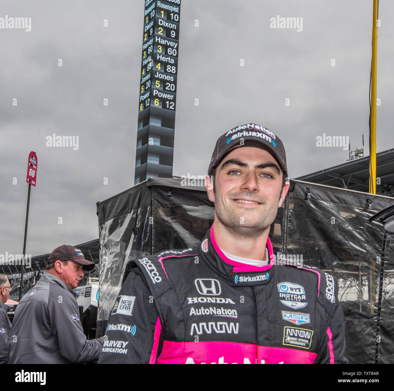 Jack Harvey walks down pit row after qualifying fourth for the 2019 ...
