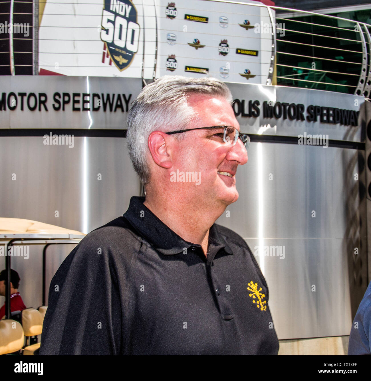 Indiana Governor Eric Holcomb arrives for qualifying for the 2019 ...