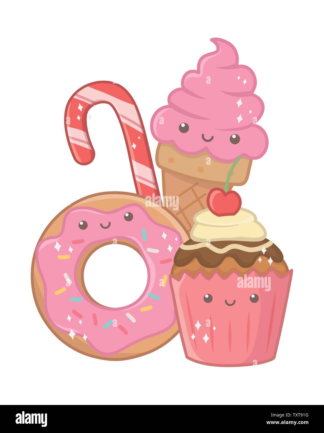 Sweet food design, dessert sugar delicious snack and tasty theme Vector ...