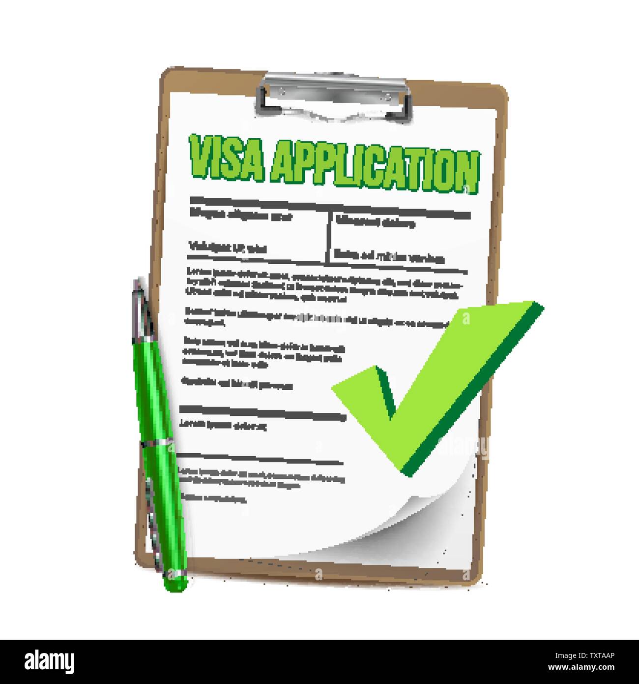 Visa Application List Of Paper Clipboard Vector Stock Vector Image ...
