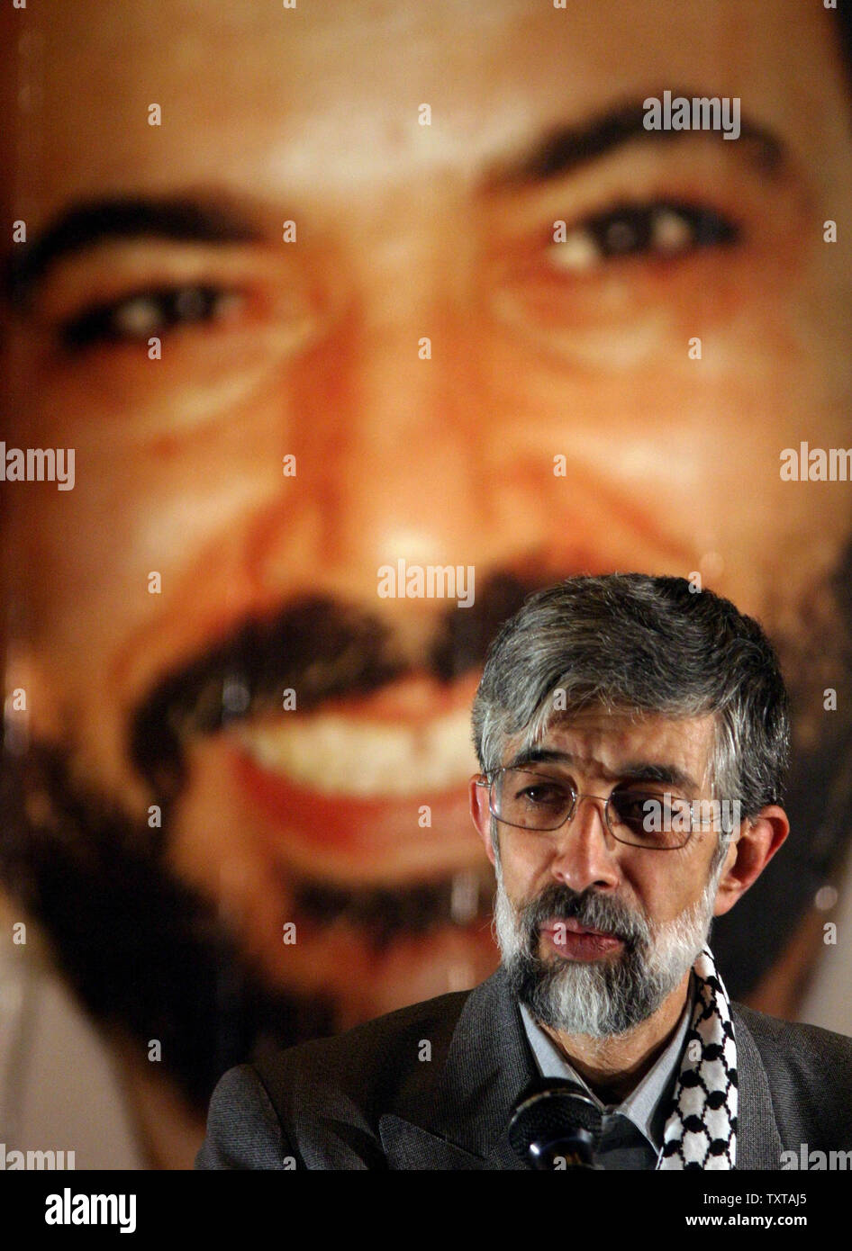 Iran's parliament speaker,Gholam Ali Hadad Adel delivers a speech in ...