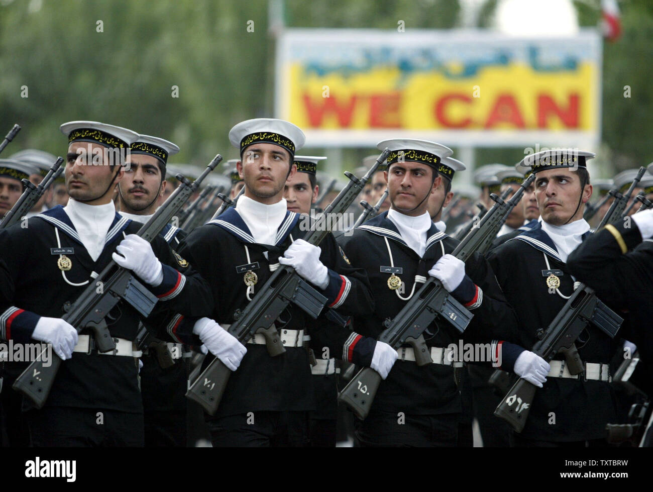 Iranian Army soldiers march during Iran's army day in front of the ...