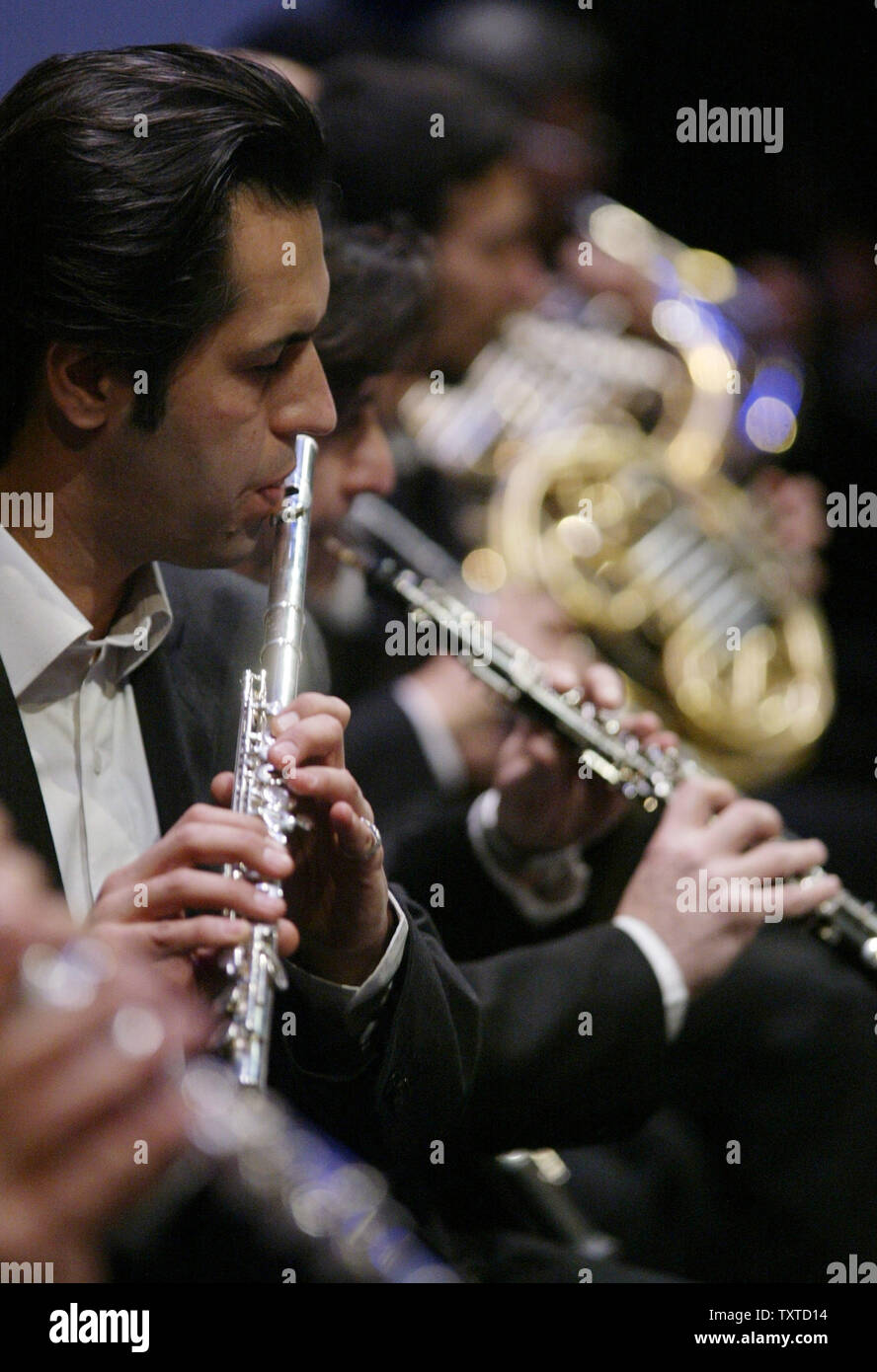 An Iranian flute musician ' Naser Rahimi ' performs during the symphony ...