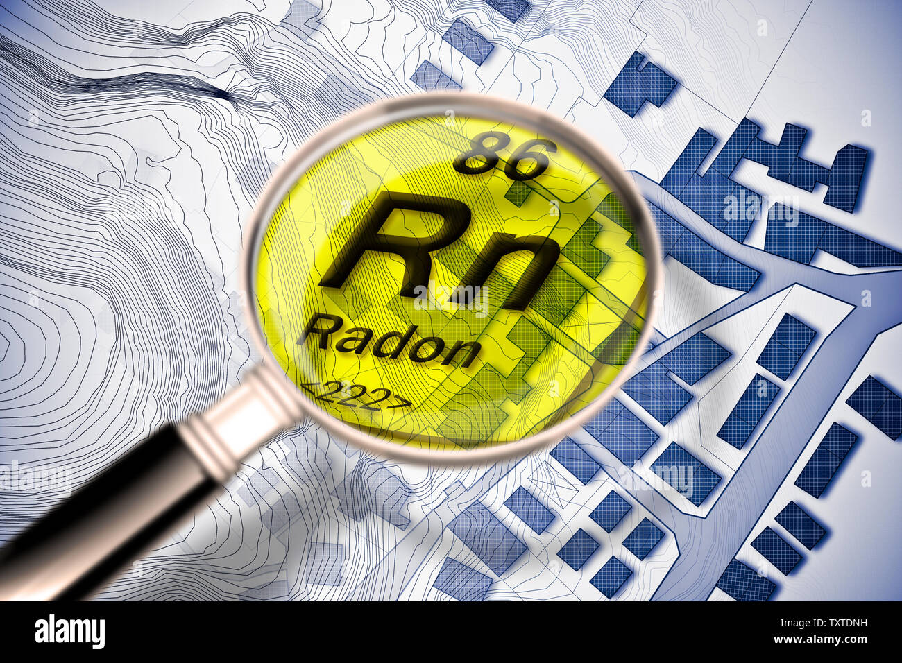 The dangerous radioactive radon gas in our cities - concept image with ...