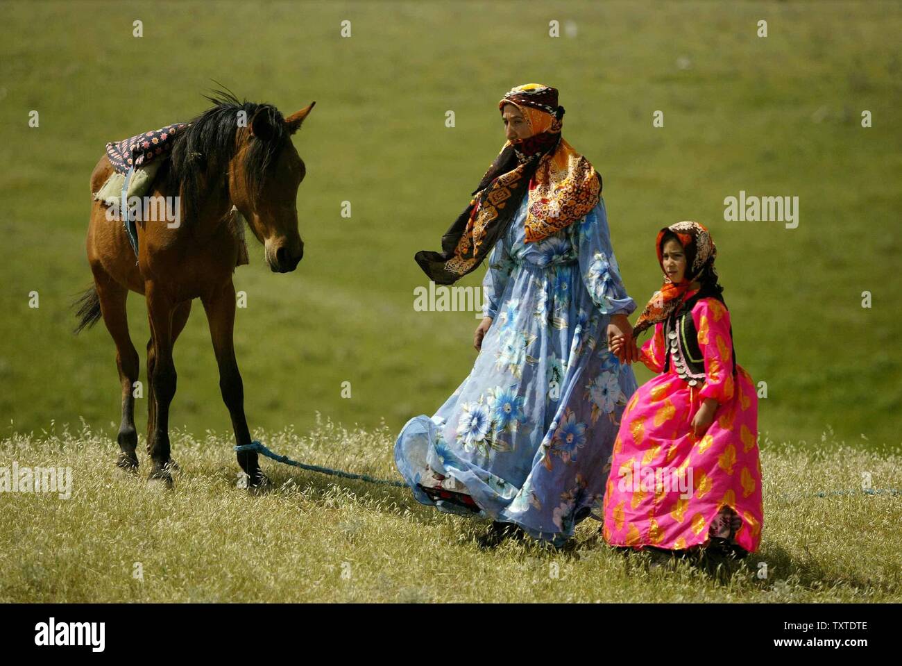 An Iranian woman and girl attend the Ashayer Immigration festival in ...