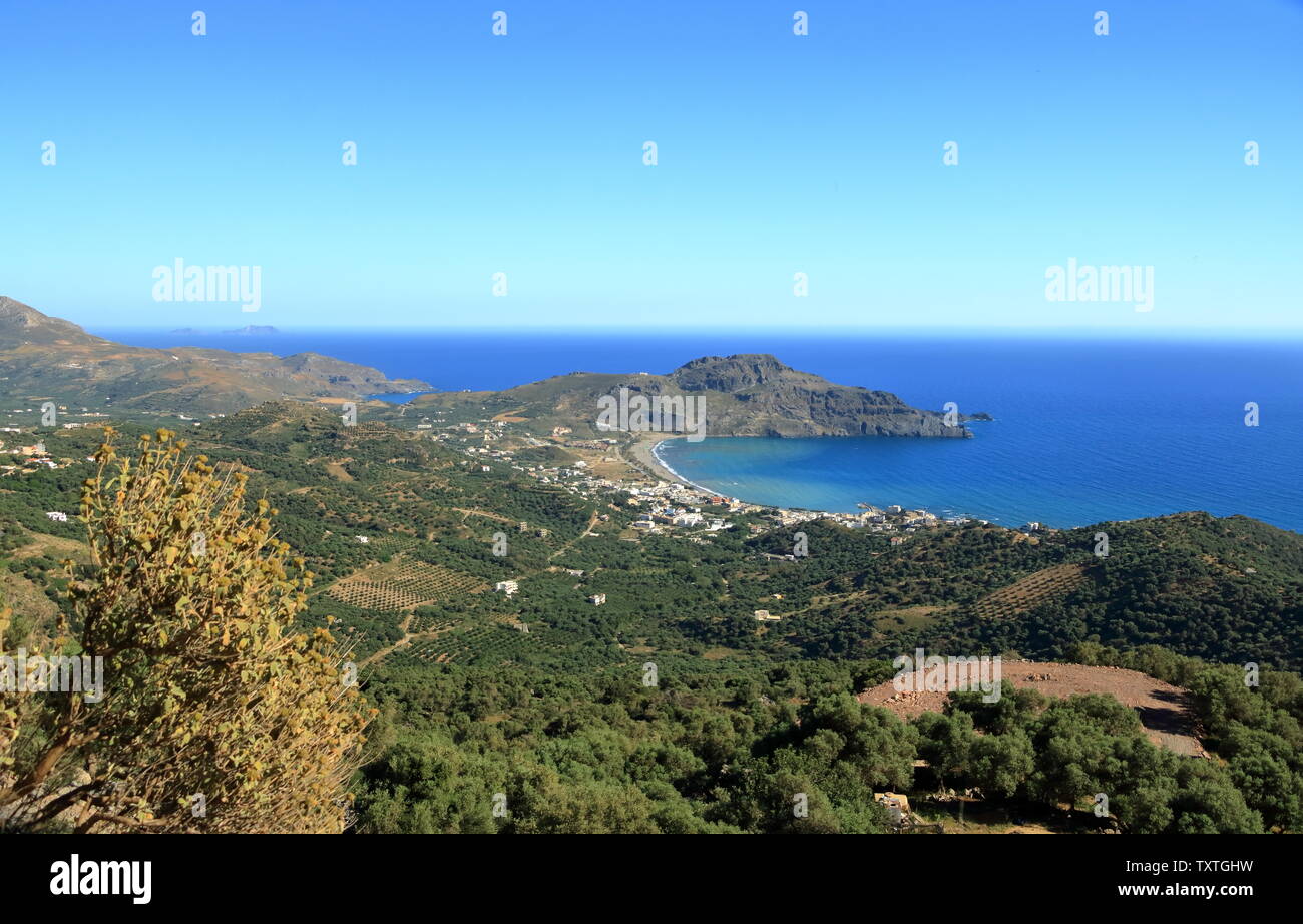 Crete island, beautiful beach and fishing village Plakias. Greece Stock ...