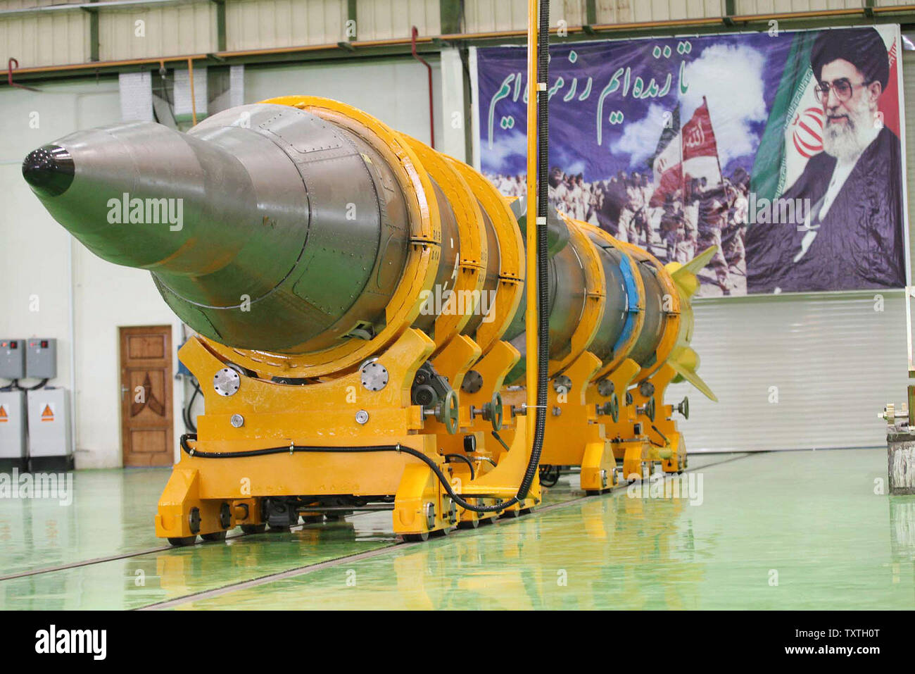 Iran's missile Sejil 2 is seen before its launch by Iranian armed ...