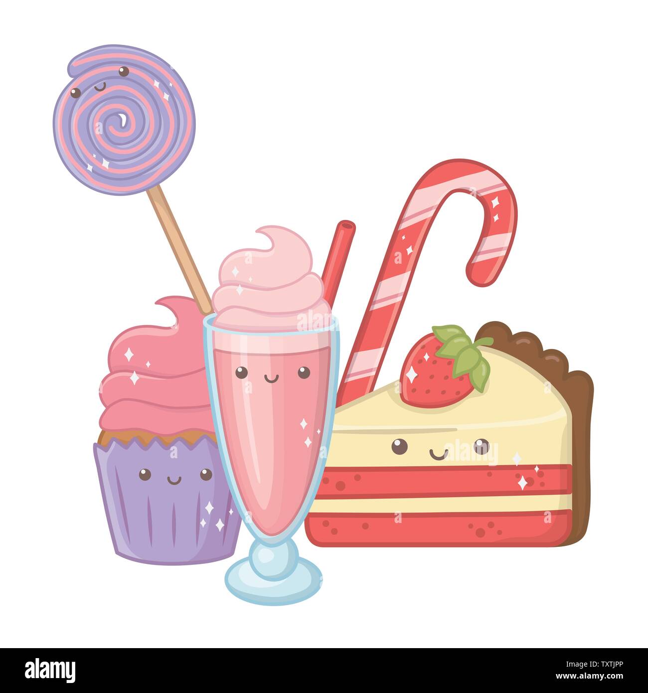 Sweet food design, dessert sugar delicious snack and tasty theme Vector ...