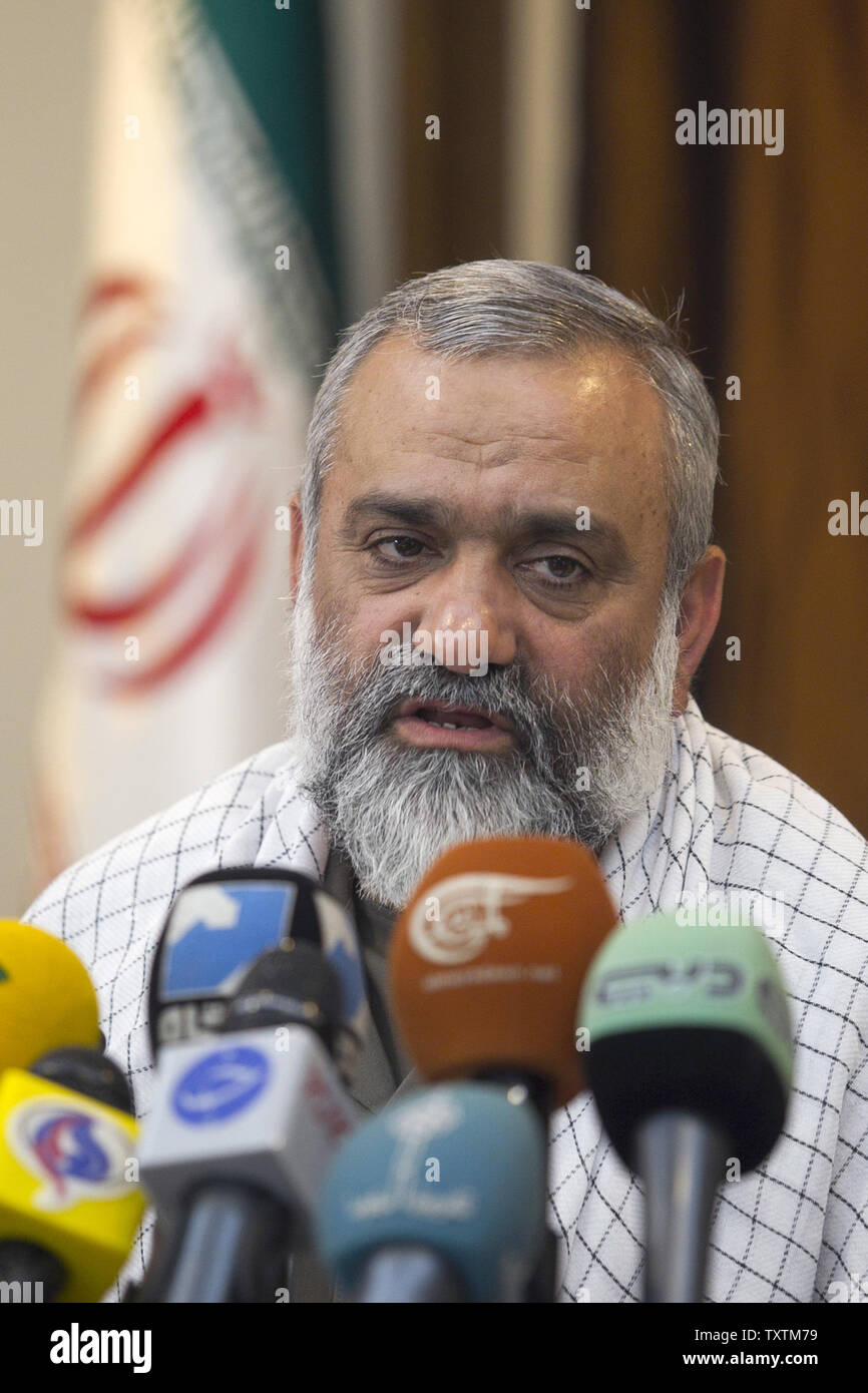 Mohammad Reza Naghdi, commander of Iran's Basij militia, speaks to the ...