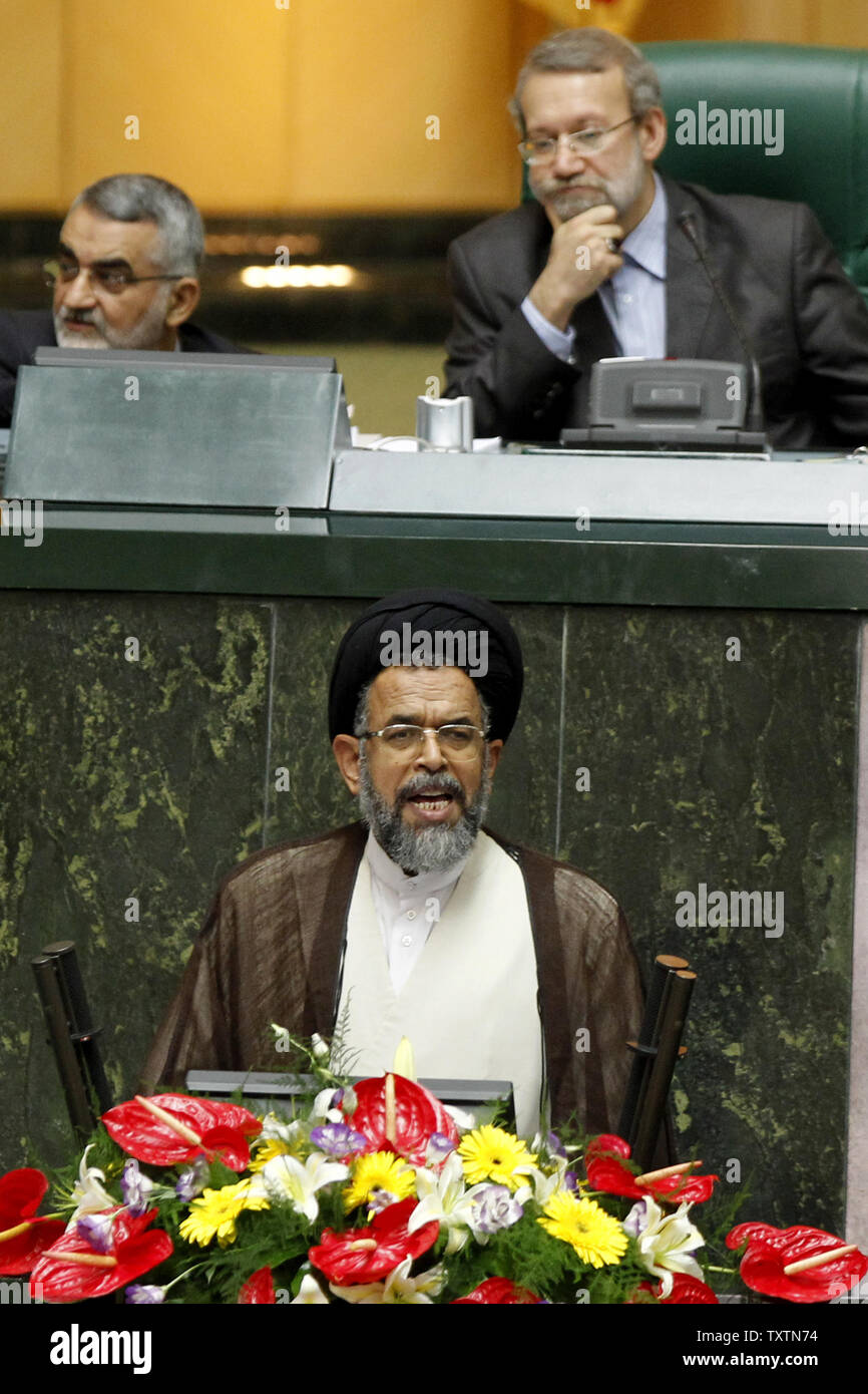 Nominated Iranian Minister for Intelligence Mahmoud Alavi speaks to ...