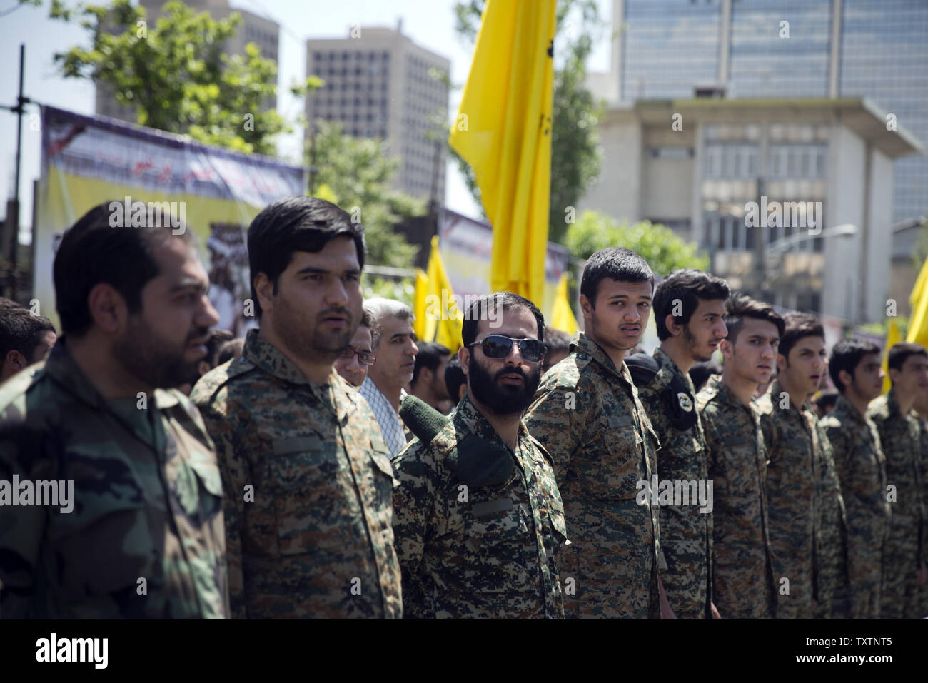 Members of the Basij militia attend a parade in Tehran, Iran on April ...
