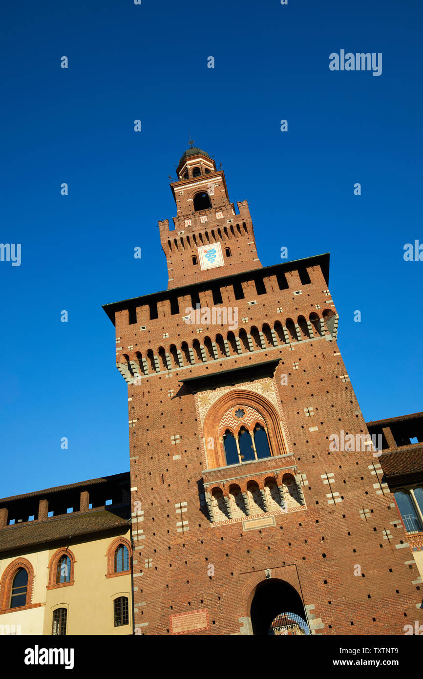 The Filarete tower of the Sforza Castle, Milan, Italy Stock Photo - Alamy