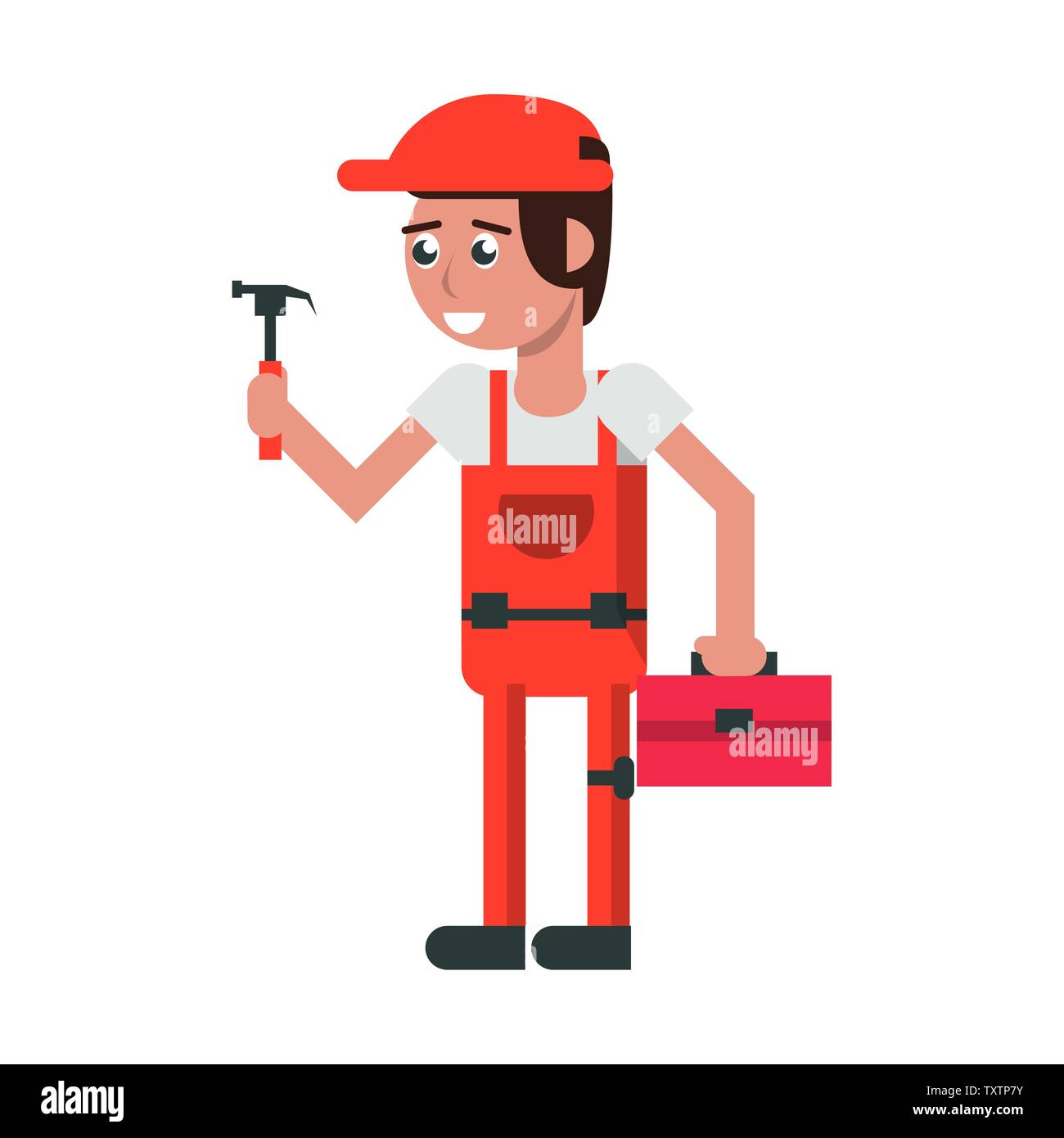 Construction worker smiling cartoon isolated Stock Vector Image & Art ...