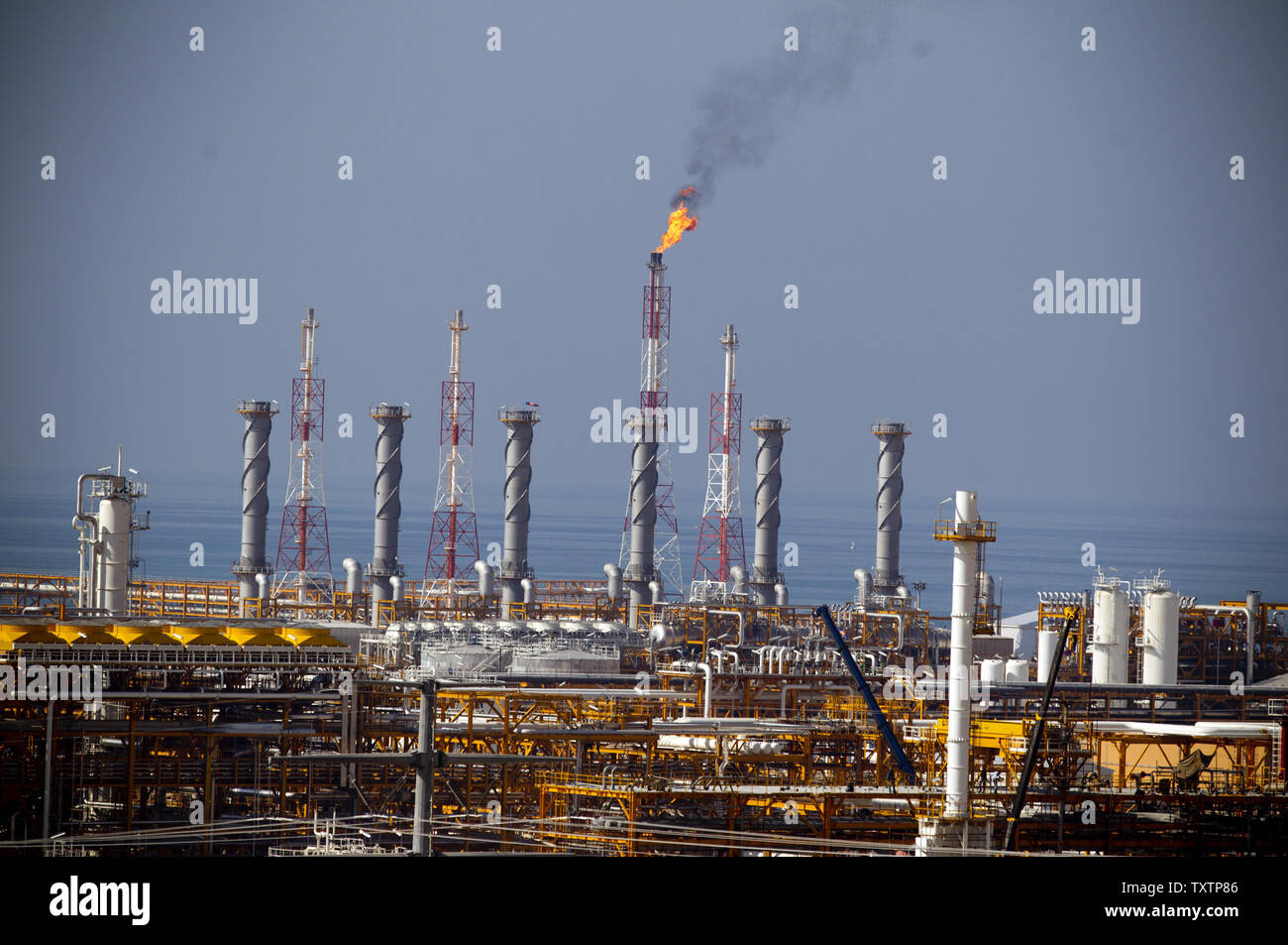 A general view of the phase 19 of the South Pars gas field in the ...