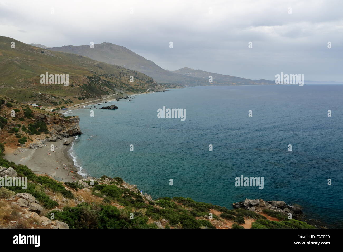 view around River and palm forest at Preveli, southern Crete in Greece ...