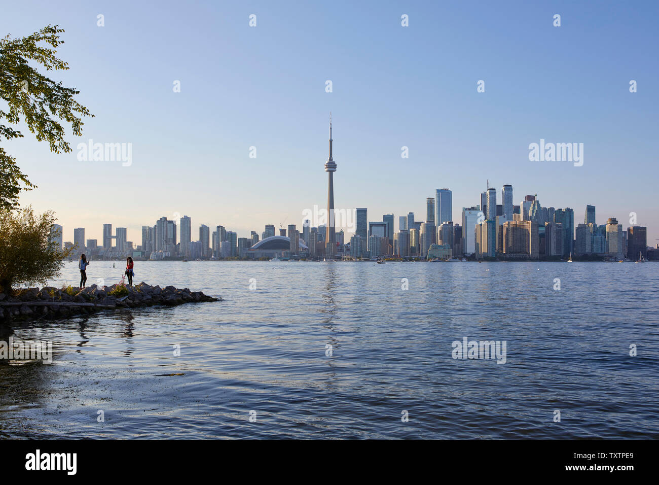 Skyline of Toronto with the iconic CN Tower, Ontario, Canada Stock ...