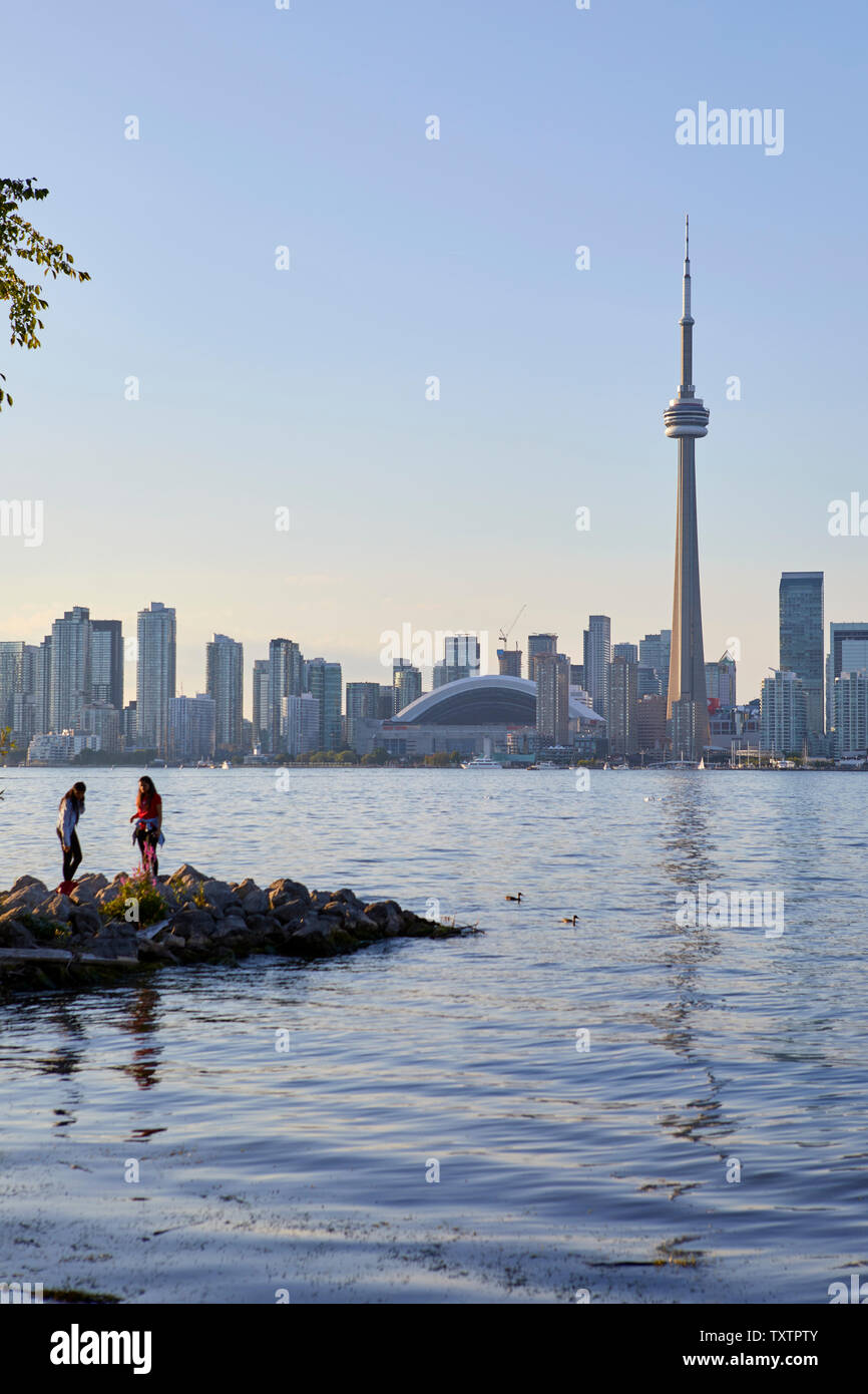 Skyline of Toronto with the iconic CN Tower, Ontario, Canada Stock ...