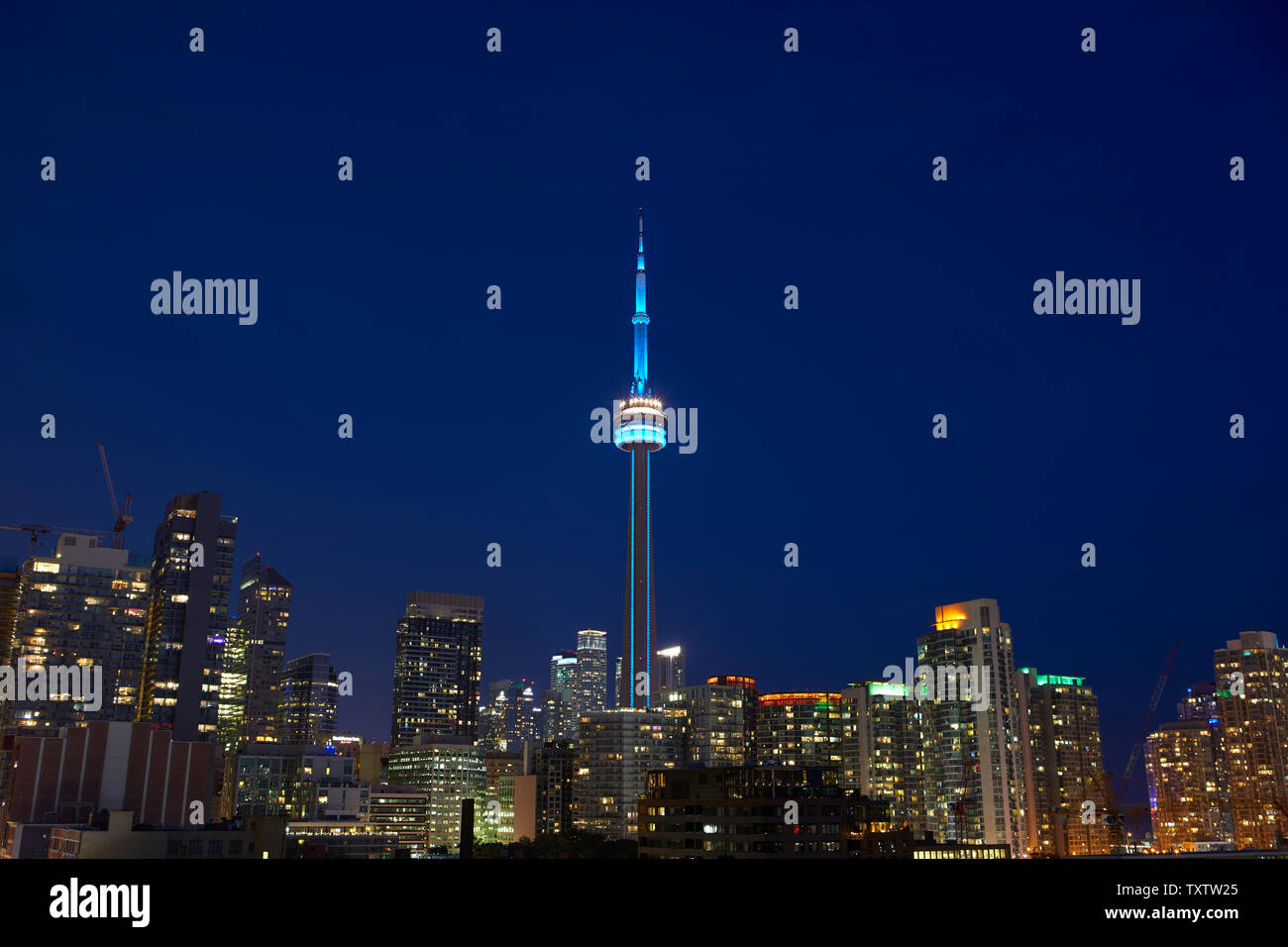 Skyline of Toronto with the iconic CN Tower, Ontario, Canada Stock ...