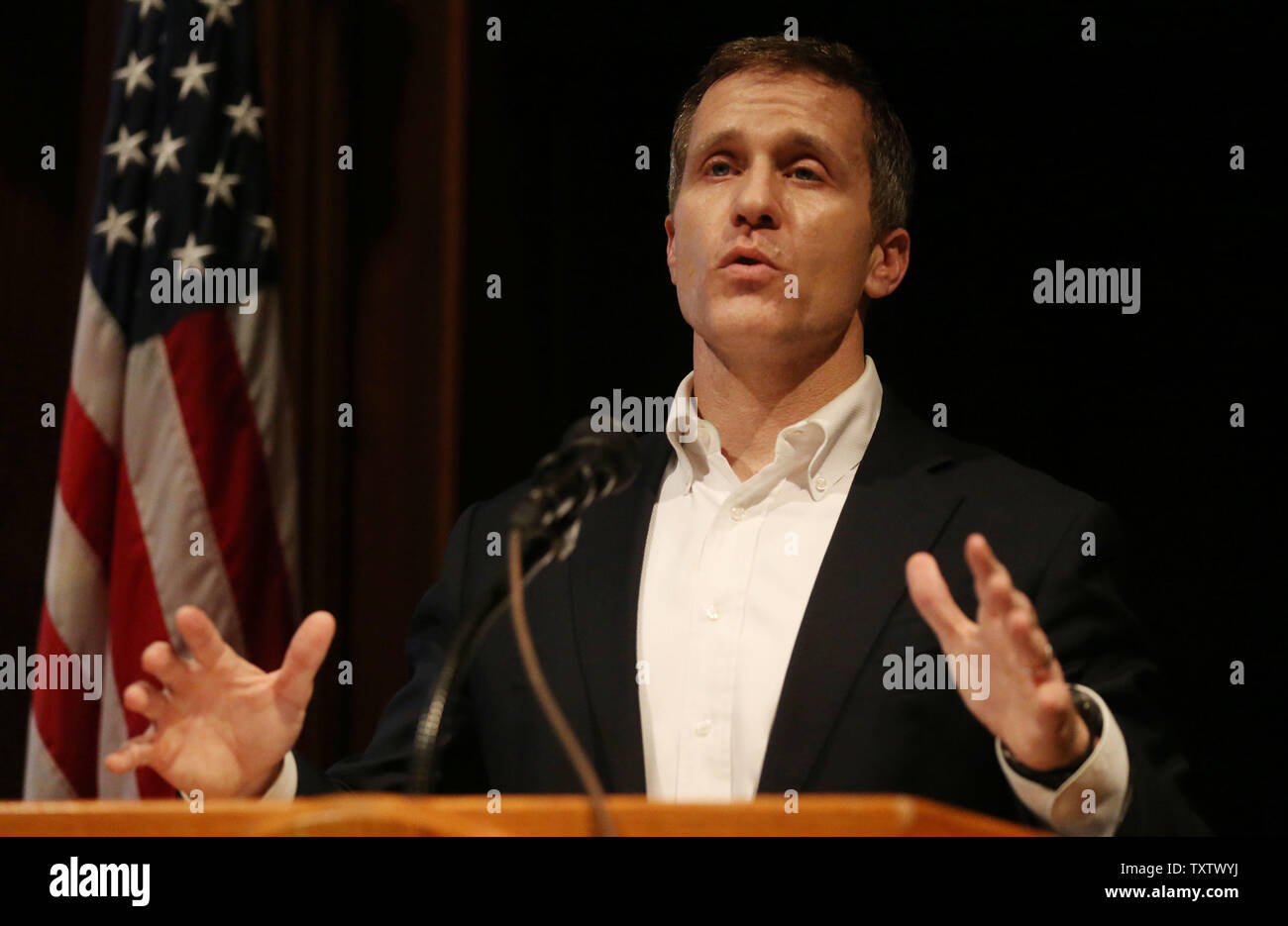Missouri Governor Eric Greitens unveils the new state budget during a ...