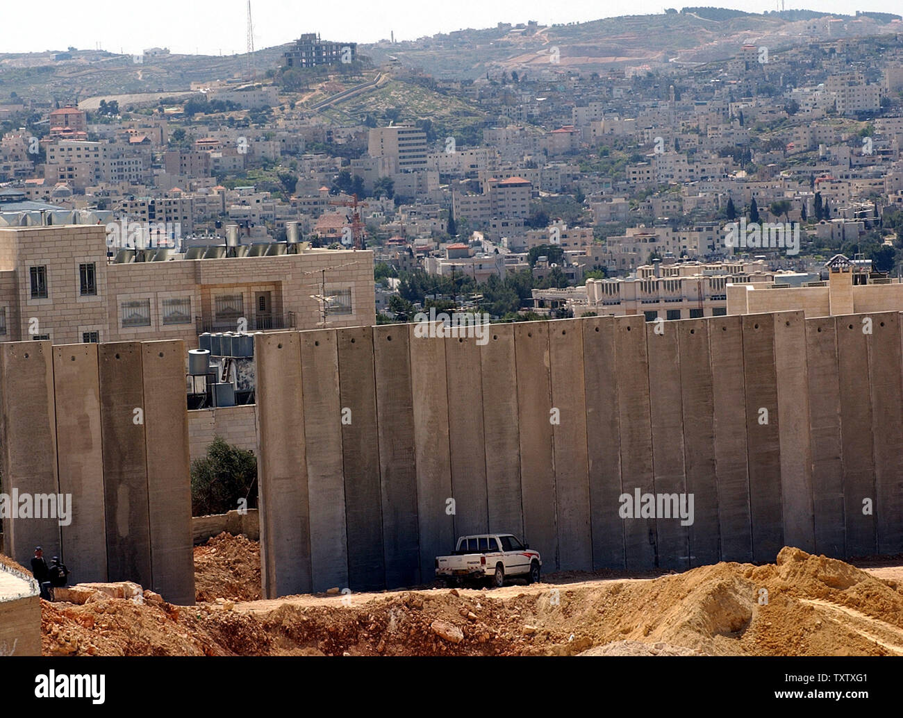 The Biblical city of Bethlehem is seen behind the newly constructed ...