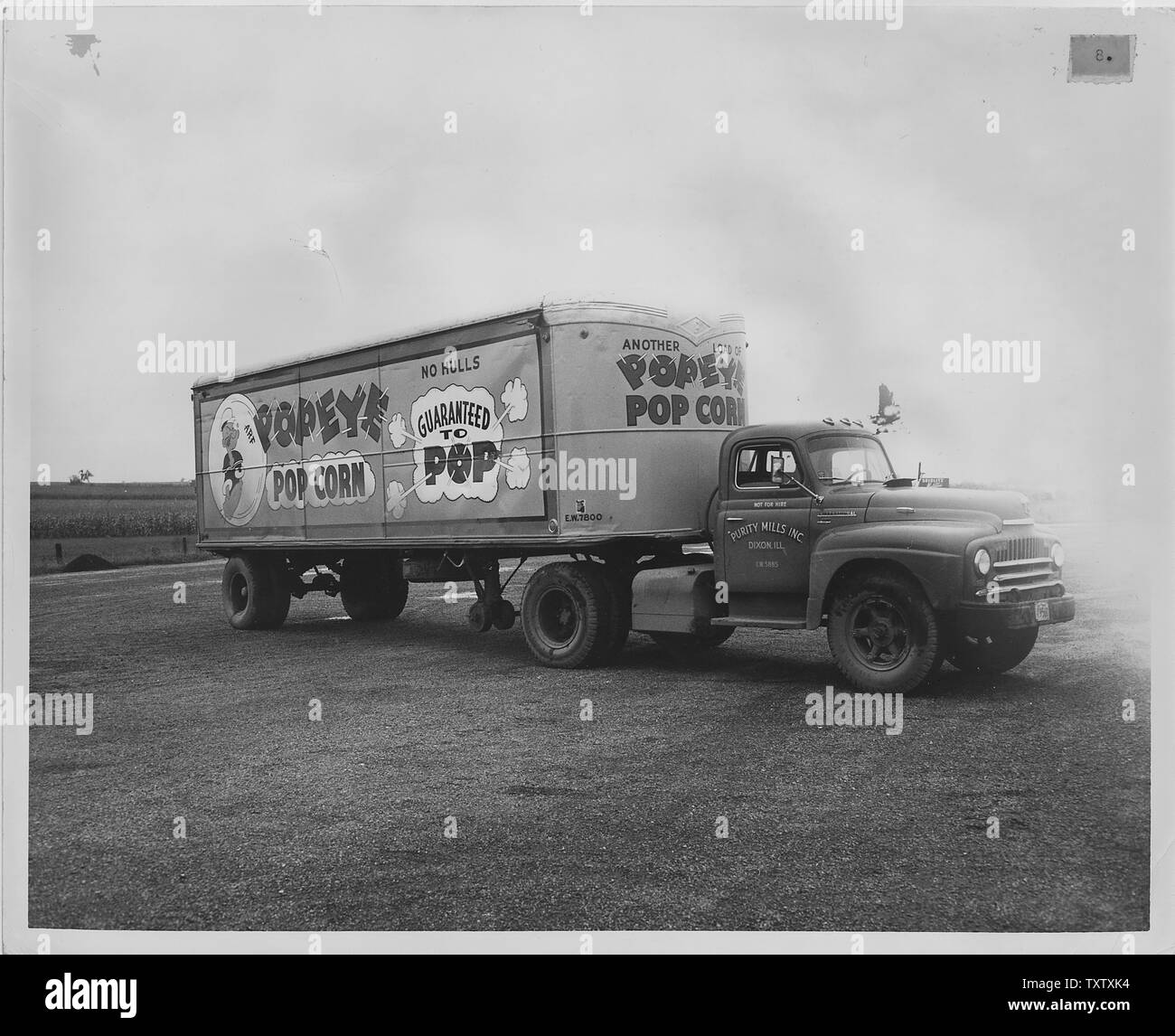 A Popeye popcorn truck with a colorful advertising design Stock Photo ...