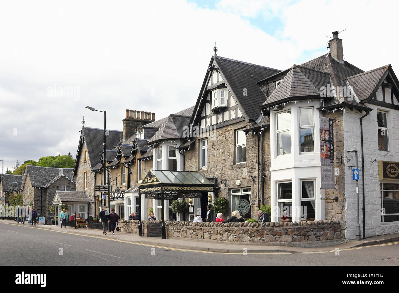 Victorian style houses and outside restaurant in Scotland Stock Photo ...